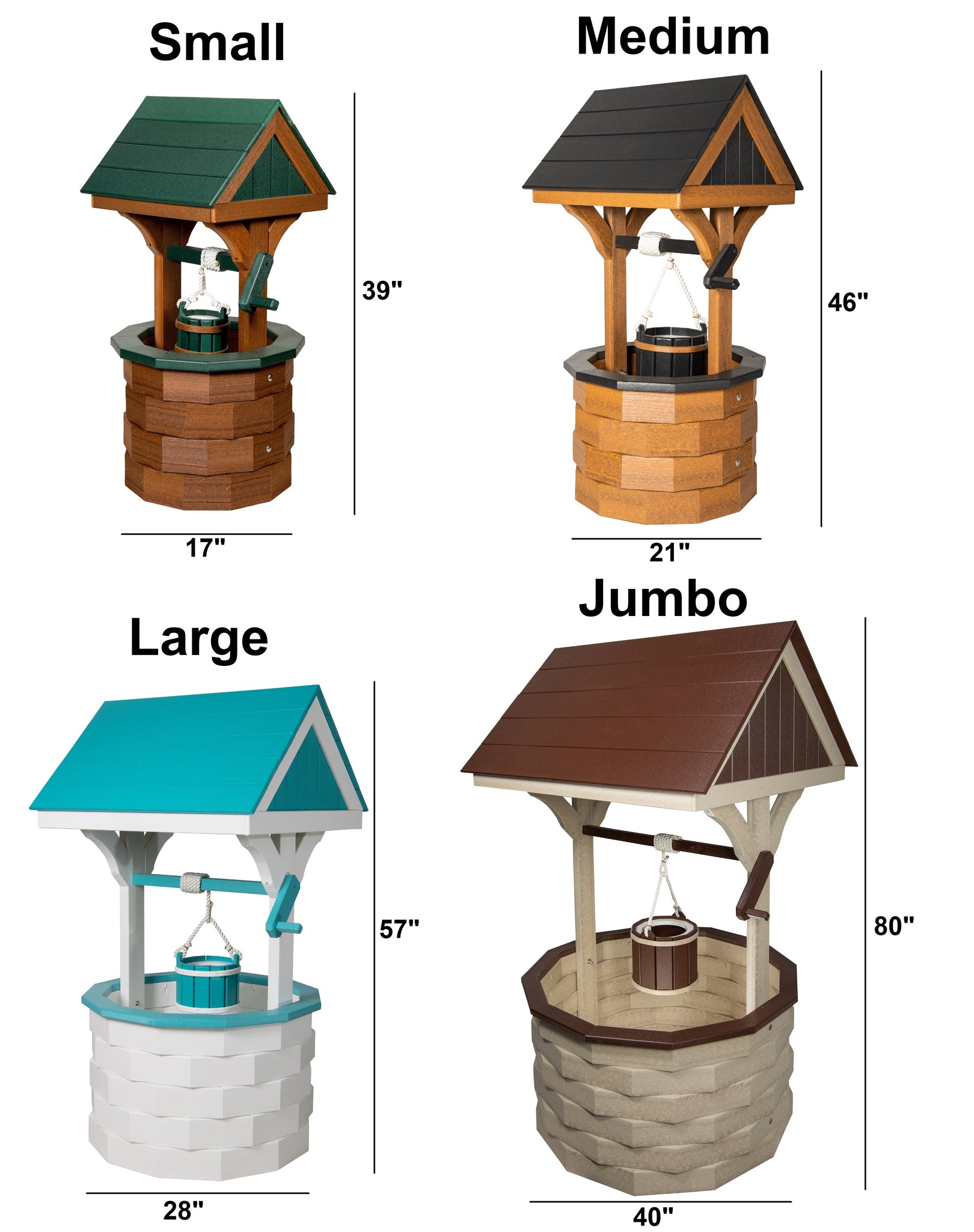 Amish-Made Decorative Poly Wishing Wells - Practical Garden Ponds