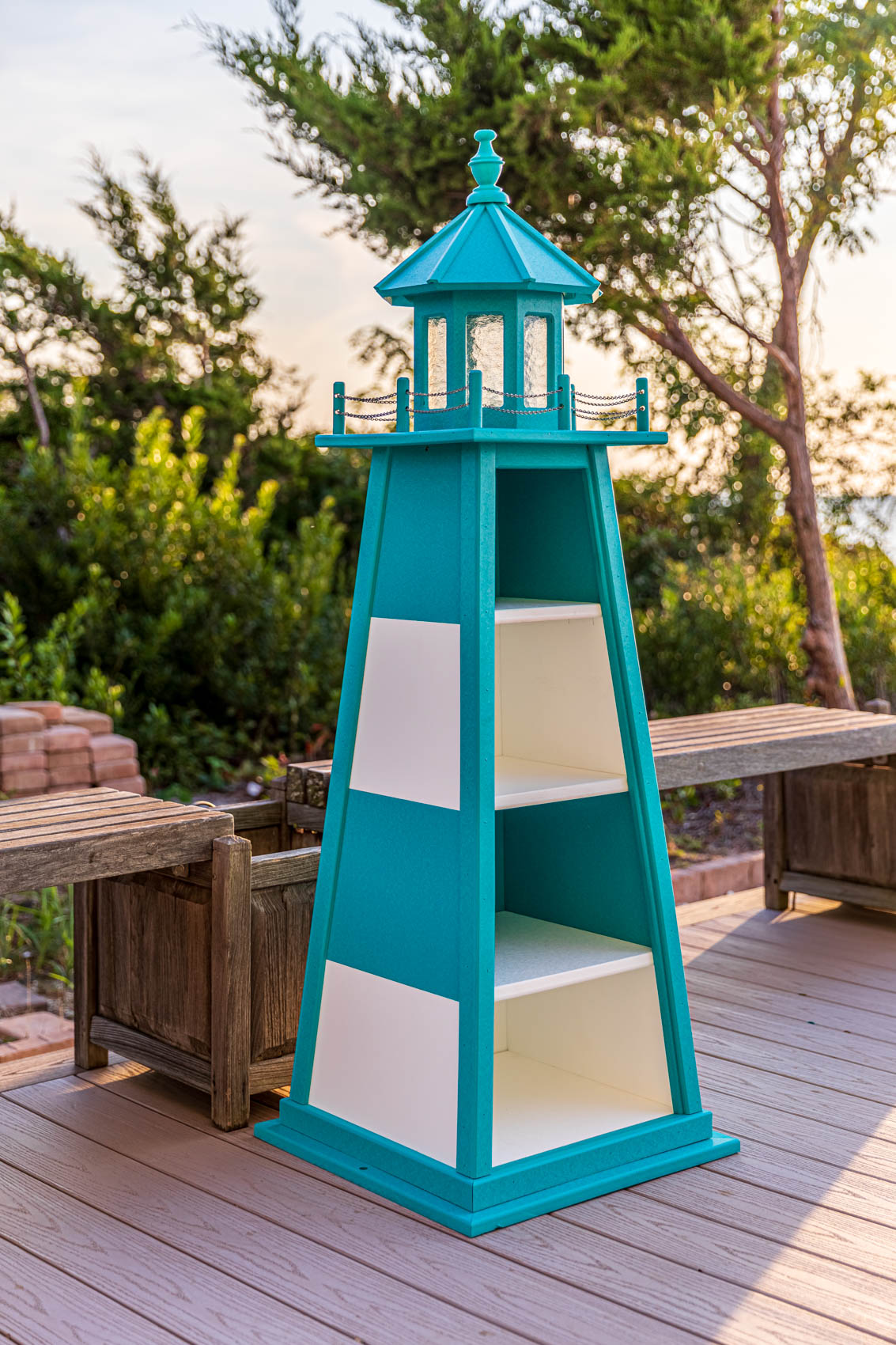 Amish-Made Nautical Lighthouse Shaped Shelves - Practical Garden Ponds