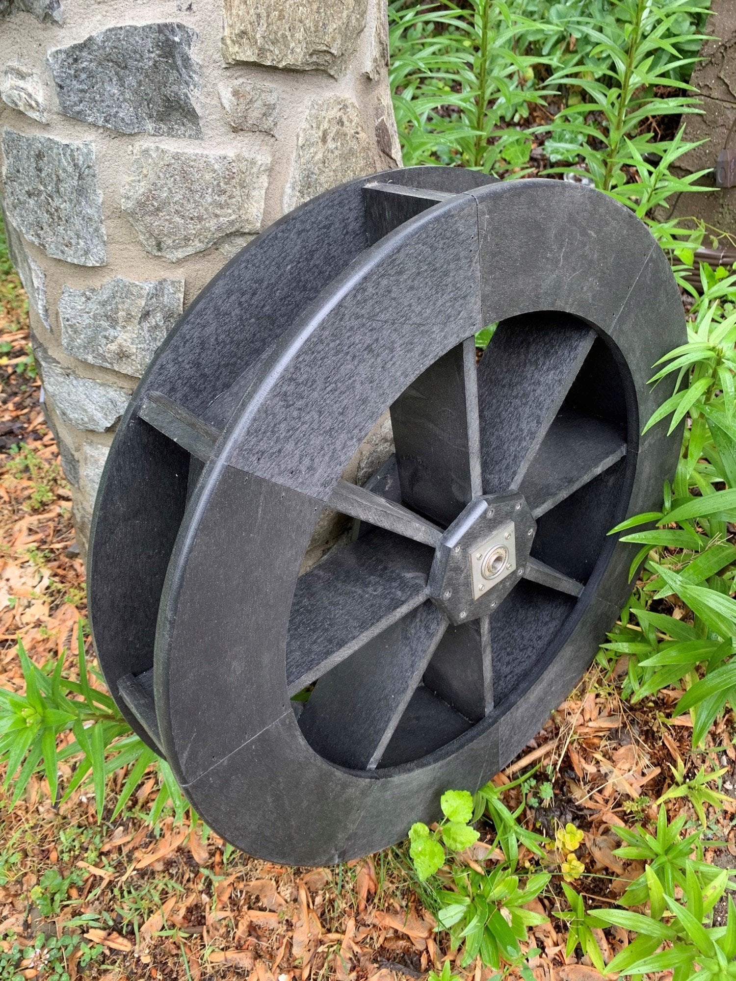 Amish-Made Poly Lumber Waterwheels — Practical Garden Ponds
