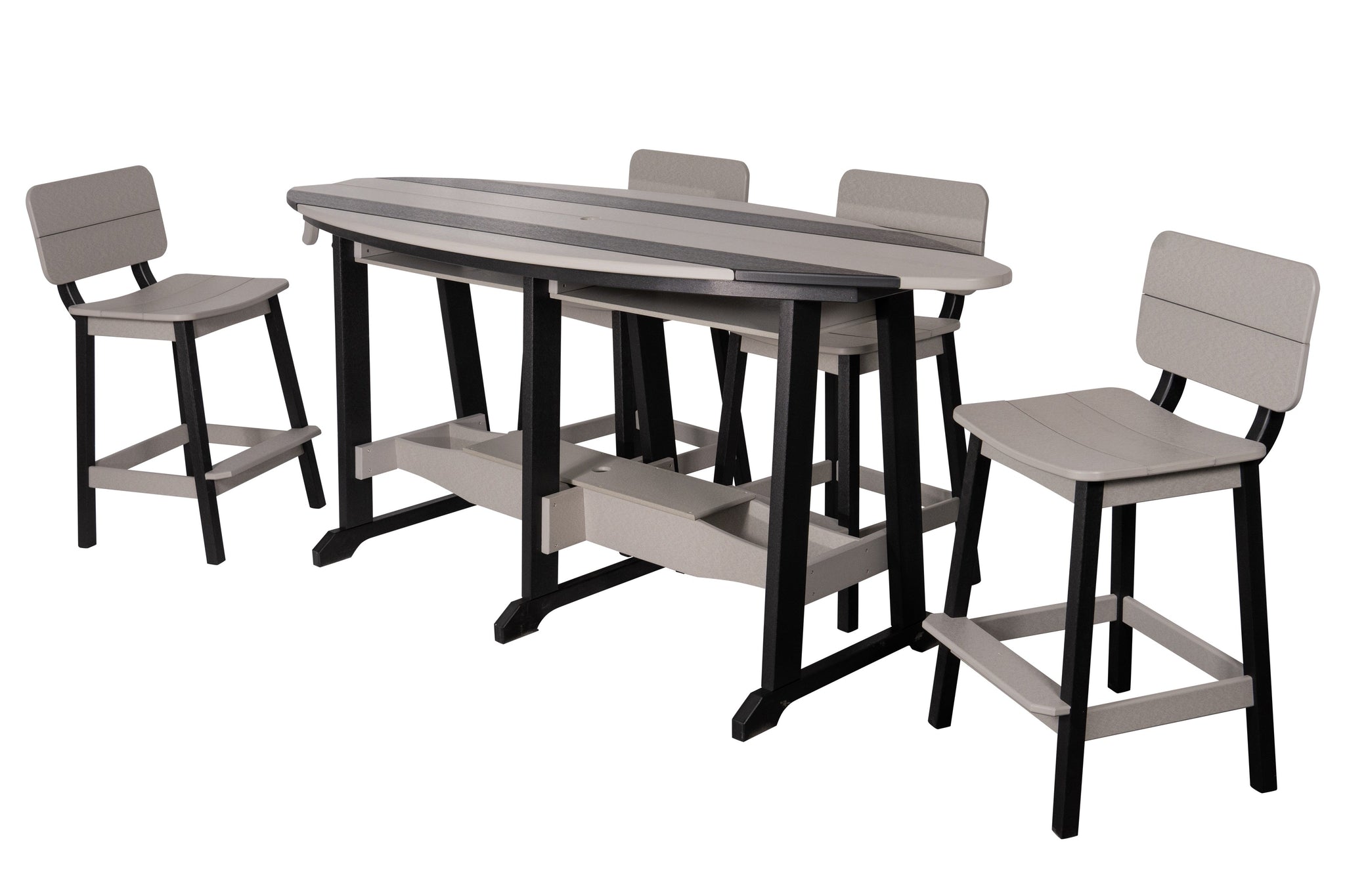 Amish-Made 8' Surfboard Shaped Bar Table Set | Practical Garden Ponds